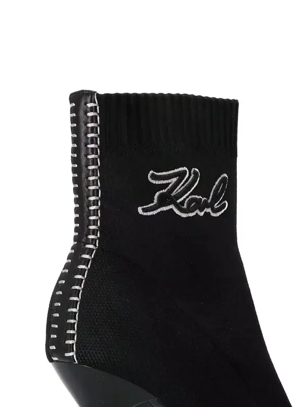 Karl Lagerfeld 100mm Knitted Leather-cap Boots