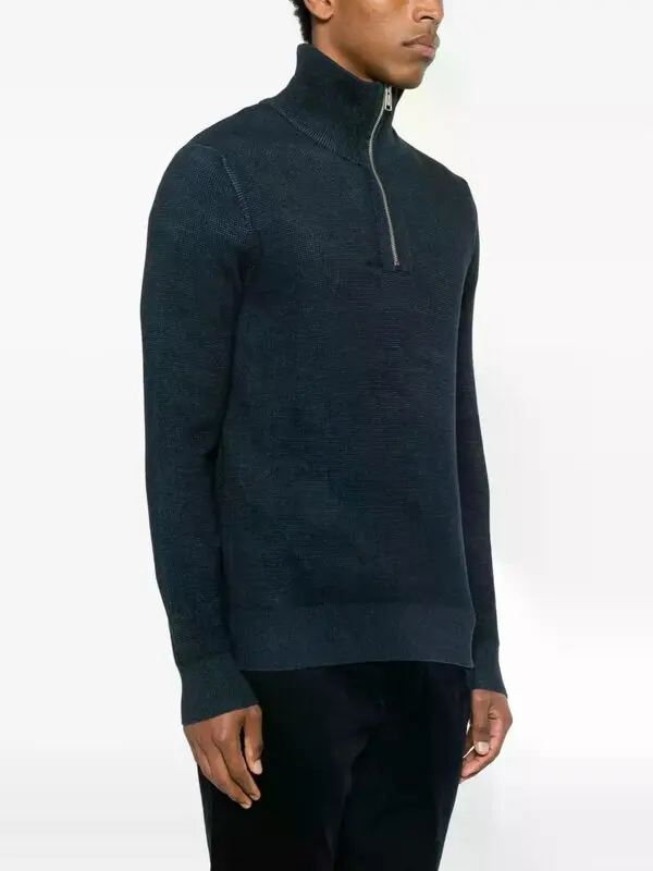 Marc O'polo Funnel Neck Zip Sweater - Blue