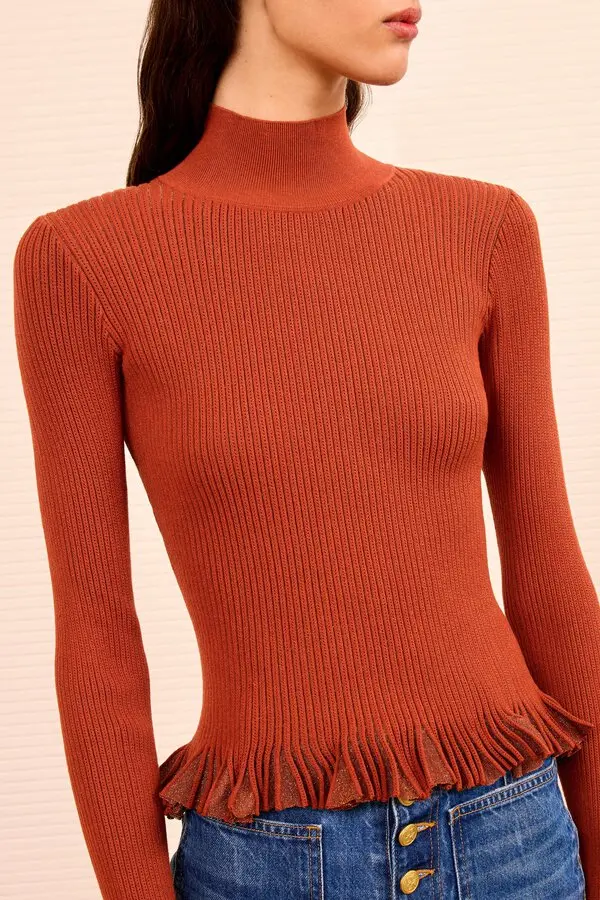 Ulla Johnson Yulia Ruffle Turtleneck Top