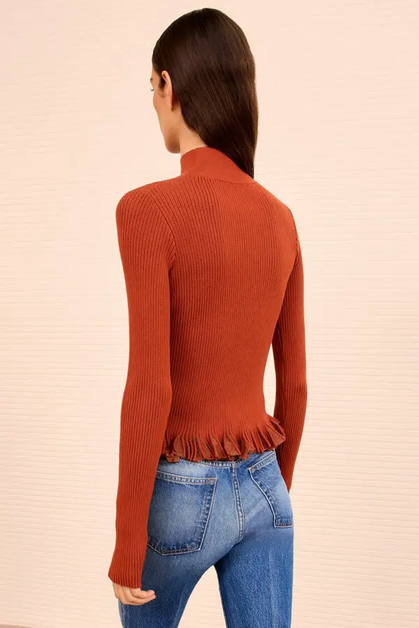 Ulla Johnson Yulia Ruffle Turtleneck Top
