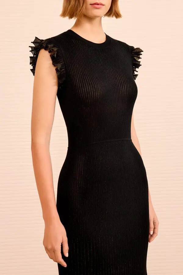 Ulla Johnson Sunburst Knit Midi Dress - Noir