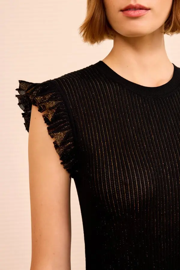 Ulla Johnson Sunburst Knit Midi Dress - Noir