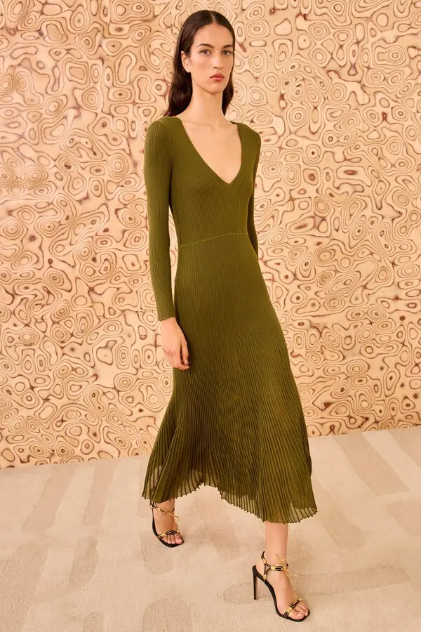 Ulla Johnson Zeda Knit Midi Dress - Olive
