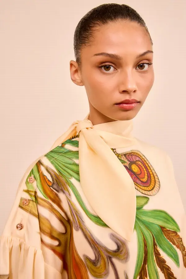 Ulla Johnson Floral Tie Neck Blouse - Inner Nature