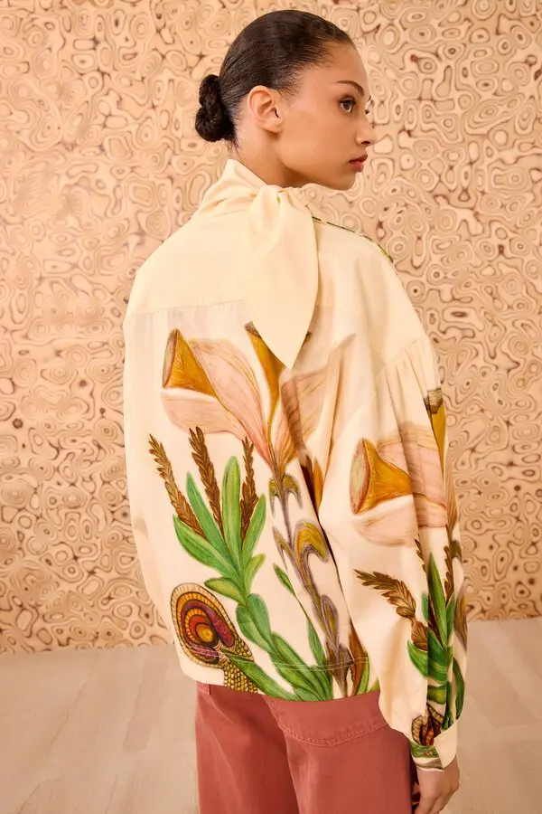 Ulla Johnson Floral Tie Neck Blouse - Inner Nature