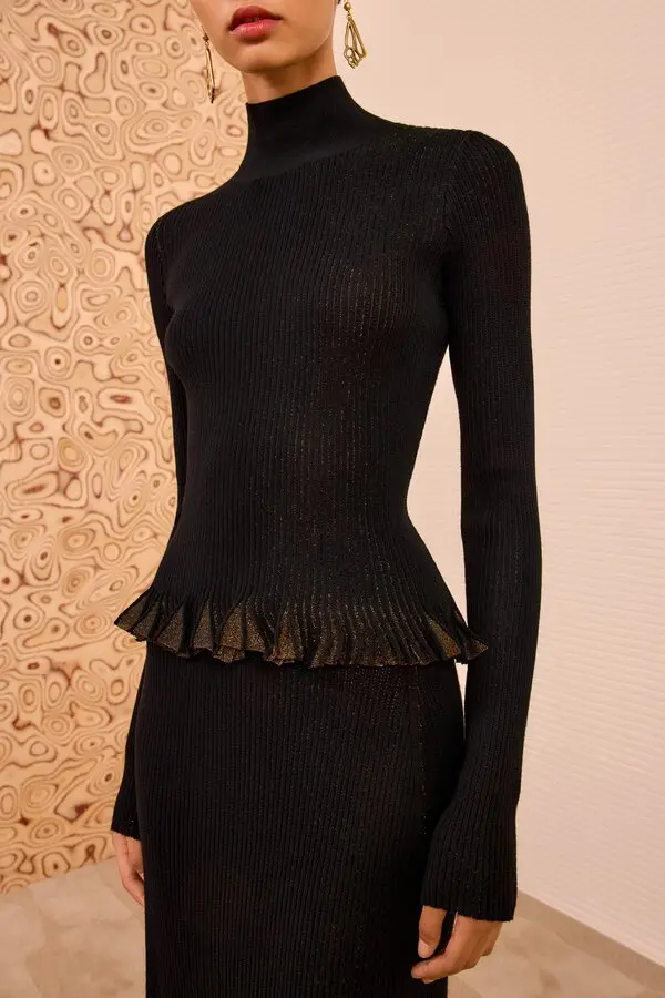 Ulla Johnson Yulia Ruffle Turtleneck Top