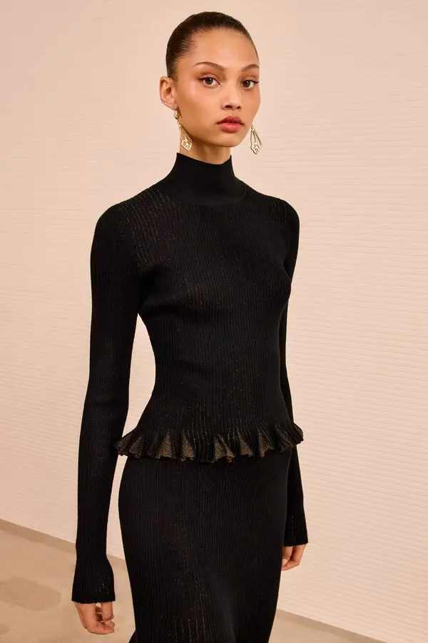 Ulla Johnson Yulia Ruffle Turtleneck Top