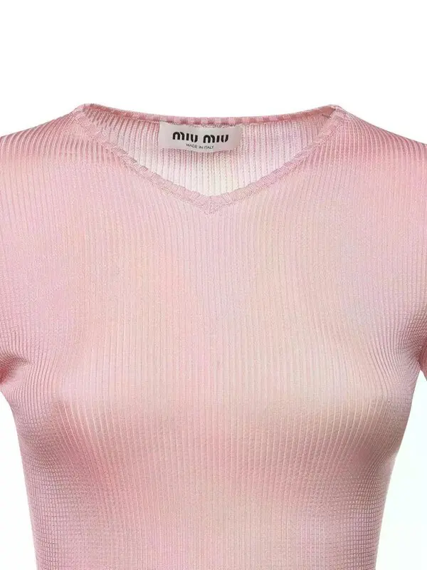Miu Miu V-neck Ribbed Top