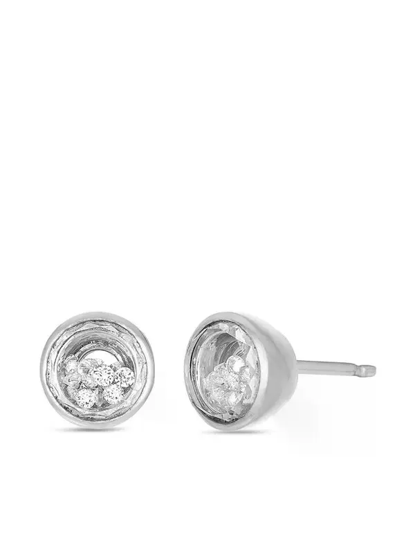 Moritz Glik 18k White Gold Diamond Circle Stud Earrings