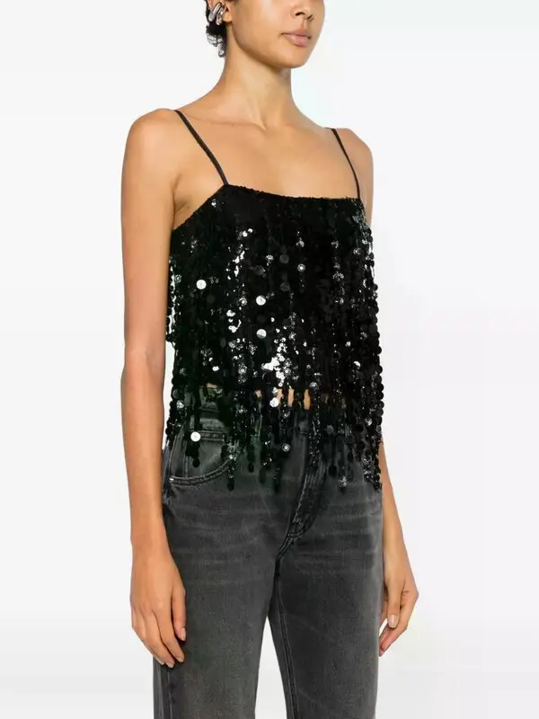 Blumarine Sequin Fringed Top - Black
