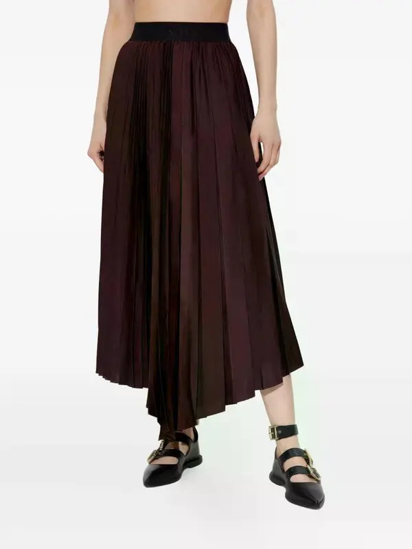 ALLSAINTS Jax Pleated Asymmetric Skirt - Red