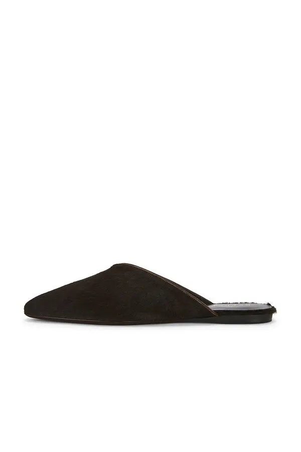 HERBERT LEVINE Homebody Haircalf Mule - Dark Brown