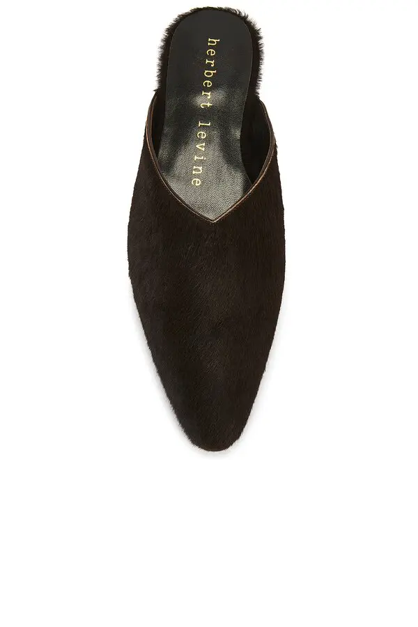 HERBERT LEVINE Homebody Haircalf Mule - Dark Brown