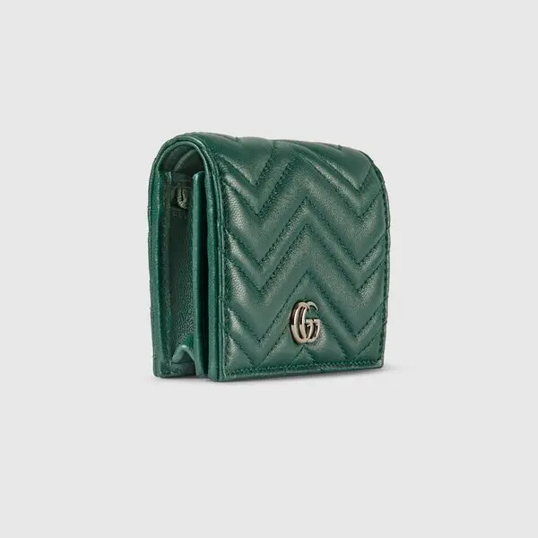 Gucci Gg Marmont Card Case Wallet Leather - Green
