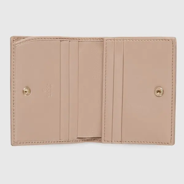 Gucci Gg Marmont Card Case Wallet Leather - Beige