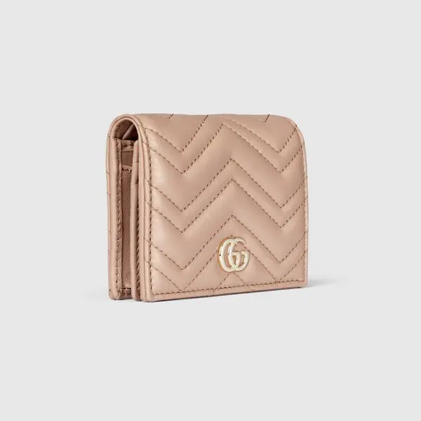 Gucci Gg Marmont Card Case Wallet Leather - Beige