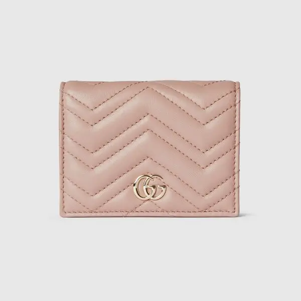 Gucci Gg Marmont Card Case Wallet Leather - Beige