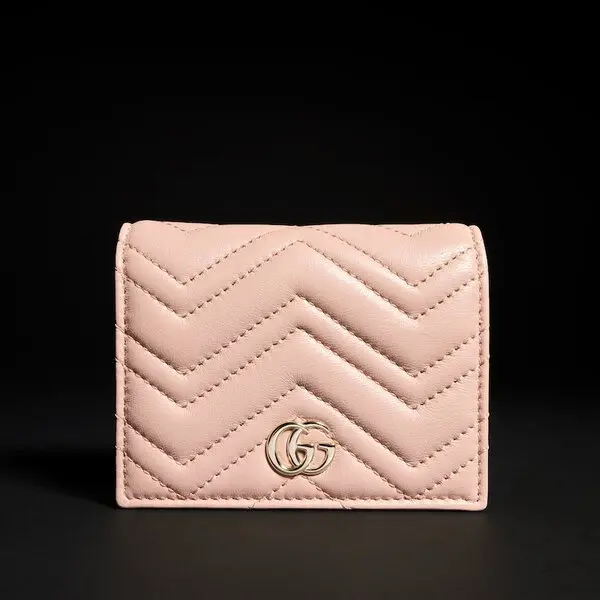 Gucci Gg Marmont Card Case Wallet Leather - Beige