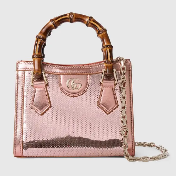 Gucci Diana Embroidered Small Tote - Pink