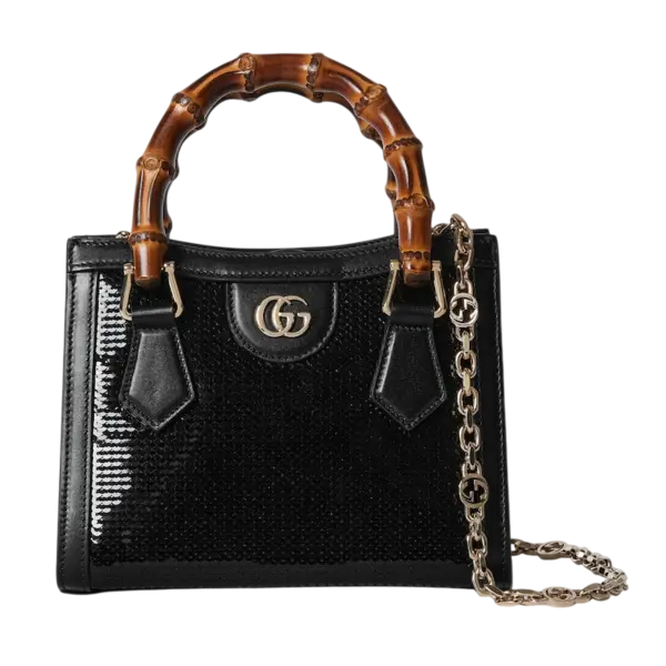 Gucci Diana Embroidered Small Tote - Black