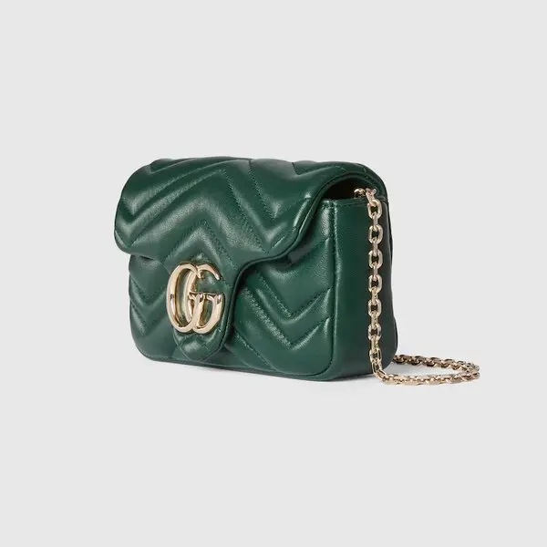 Gucci Gg Marmont Mini Shoulder Bag In Matelassé Chevron Leather - Green