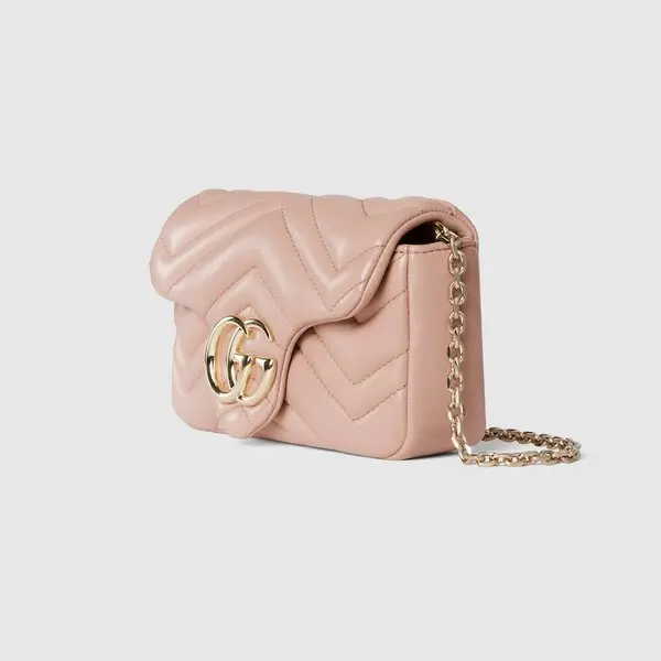 Gucci Gg Marmont Mini Shoulder Bag In Matelassé Chevron Leather - Beige