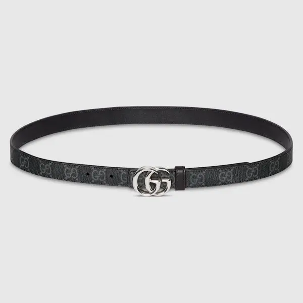 Gucci Reversible Gg Marmont Thin Belt - Black