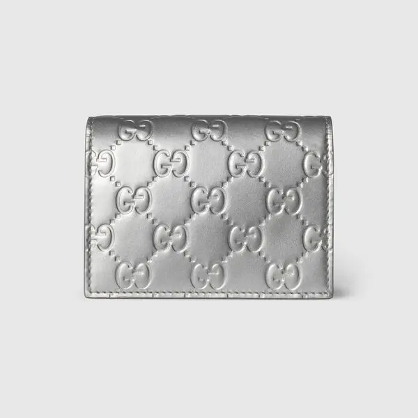 Gucci Gg Emblem Small Wallet - Silver