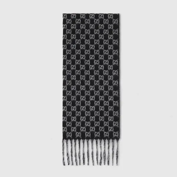 Gucci Gg Wool Cashmere Scarf - Black