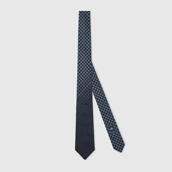 Gucci Gg Silk Jacquard Neck Tie - Blue