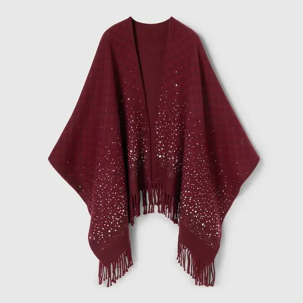 Gucci Gg Wool Cape With Crystals