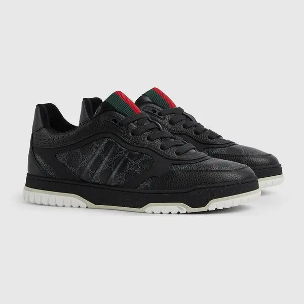 Gucci Re-web Leather Sneakers - Black
