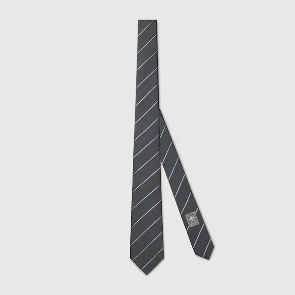 Gucci Silk Horsebit Jacquard Tie - Grey
