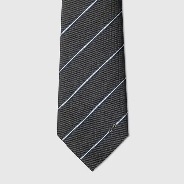 Gucci Silk Horsebit Jacquard Tie - Grey