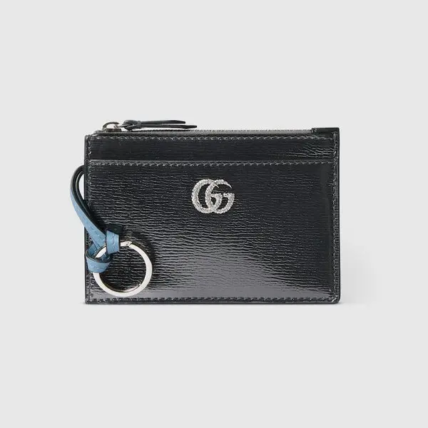 Gucci Gg Marmont Zip Key Pouch Leather - Grey