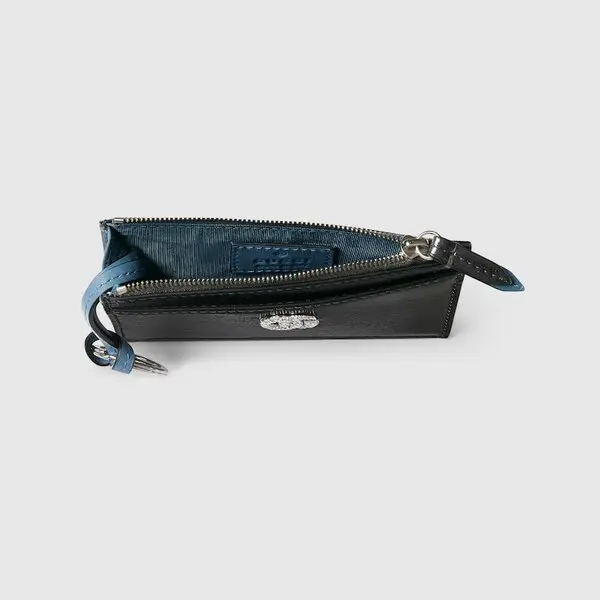 Gucci Gg Marmont Zip Key Pouch Leather - Grey
