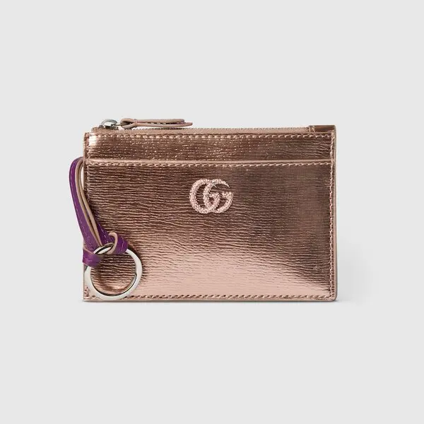 Gucci Gg Marmont Zip Key Pouch - Gold