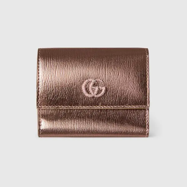 Gucci Bi-color Gg Marmont Mini Wallet Leather - Gold