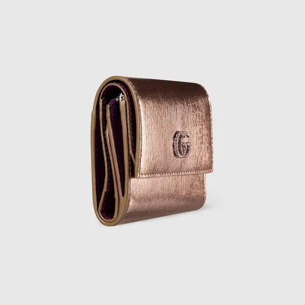 Gucci Bi-color Gg Marmont Mini Wallet Leather