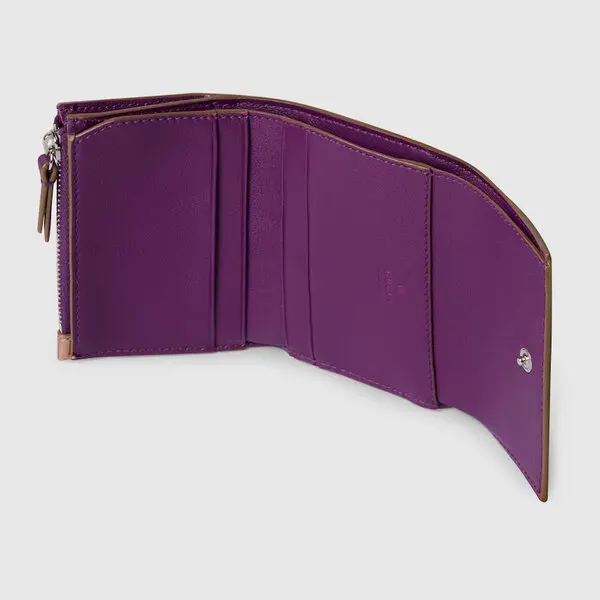 Gucci Bi-color Gg Marmont Mini Wallet Leather