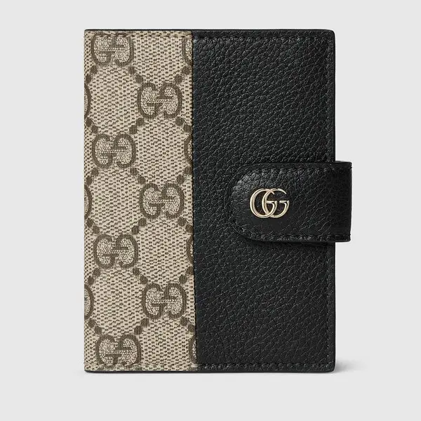 Gucci Bi-color Gg Marmont Card Case Leather - Black
