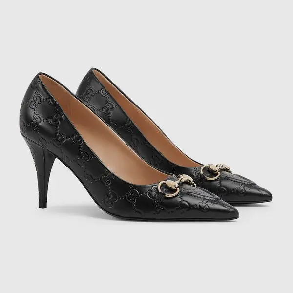 Gucci Leather Pump With Horsebit - Black