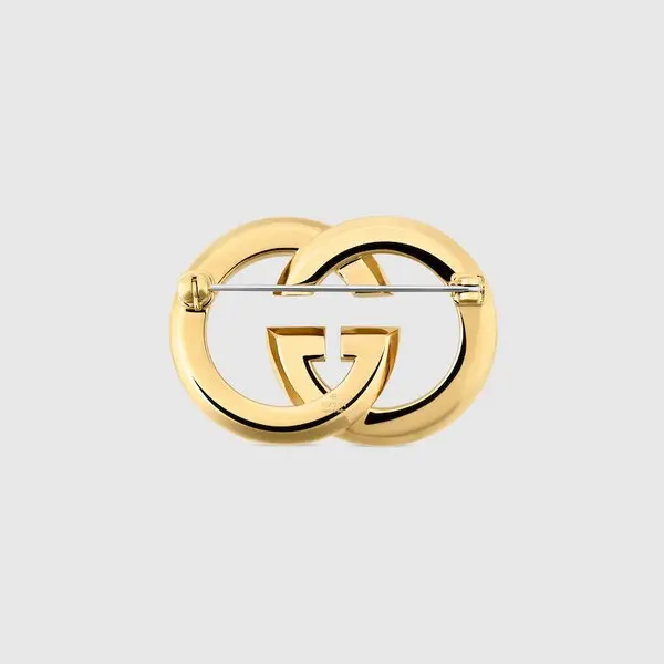 Gucci Interlocking G Crystal Brooch - Gold-toned Metal