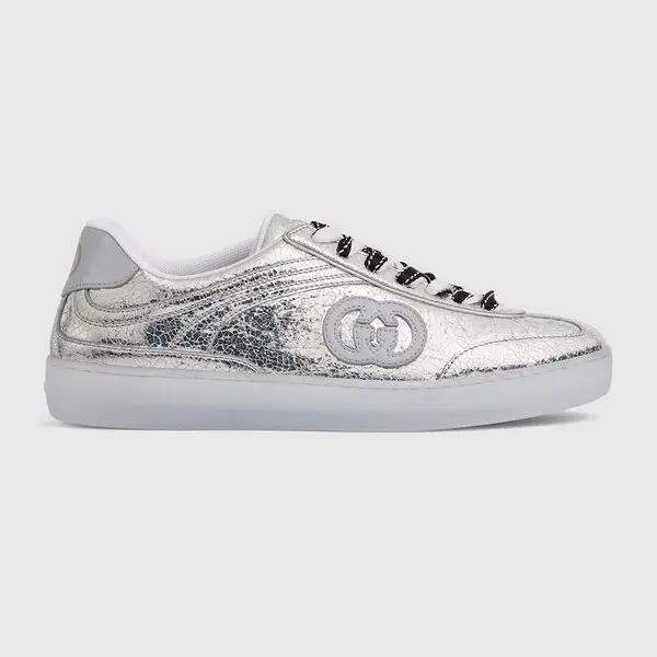 Gucci S G75 Leather Sneakers - Silver