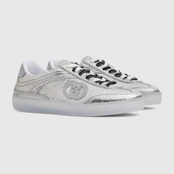Gucci S G75 Leather Sneakers - Silver