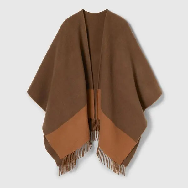 Gucci Wool Cashmere Cape With Logo