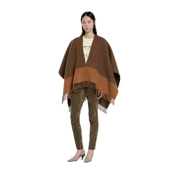 Gucci Wool Cashmere Cape With Logo