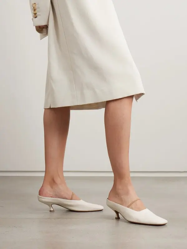Calvin Klein Anna Convertible Leather Mules - Neutrals