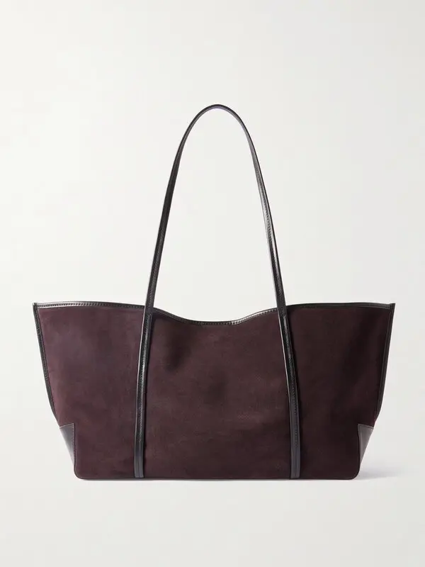 ST. AGNI Bateau Leather-trimmed Suede Tote
