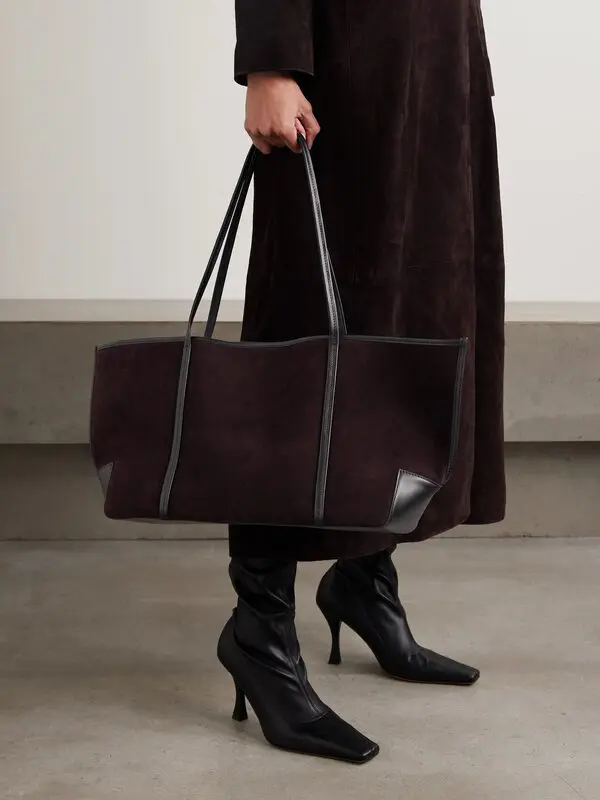 ST. AGNI Bateau Leather-trimmed Suede Tote